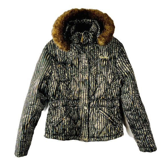 Baby Phat | Jackets & Coats | Baby Phat Striped Faux Fur Hat Puffer ...